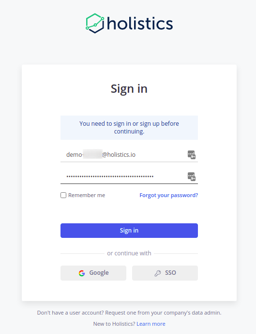 Access Demo Account | Holistics Docs